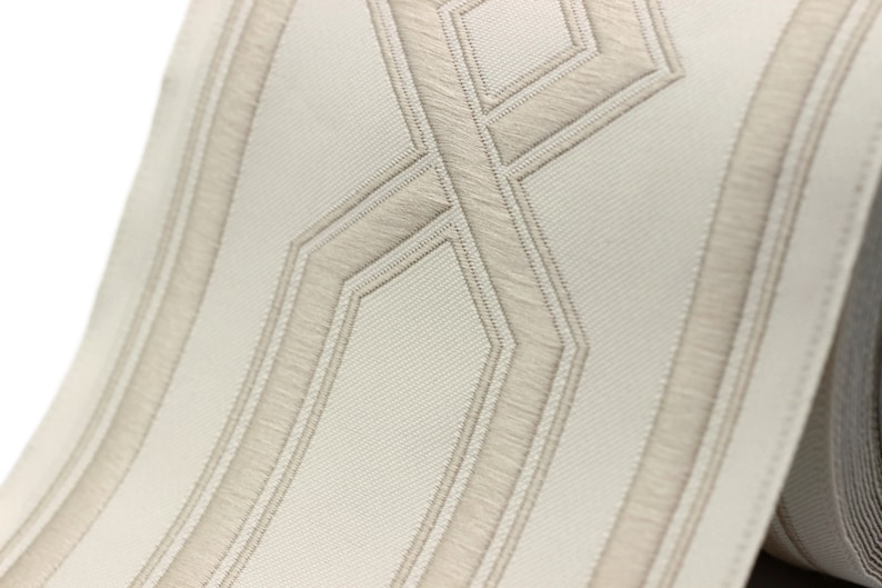 Cream 100 Mm Embroidered Ribbons (3.93 Inch), Jacquard Trims, Sewing ...