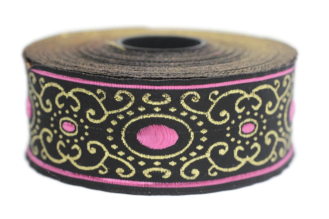 35 Mm Pink Authentic Jacquard Ribbon (1.37 Inches), Woven Ribbon ...