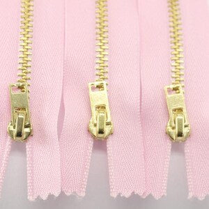 5 Pcs Baby Pink Metal Zippers With Gold Brass Teeth, 18-100cm (7 ...