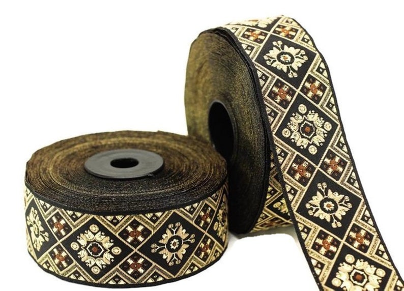 35 Mm Golden Geometric Ribbon 1.37 Inches Geometric Trim - Etsy