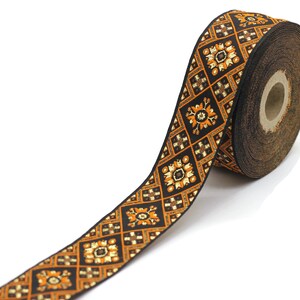 35 Mm Orange Geometric Ribbon, (1.37 Inch, Geometric Trim, Jacquard ...