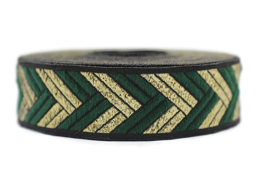 22 Mm Green Metallic Ribbon, 0.86 Inches, Jacquard Ribbon, Craft ...