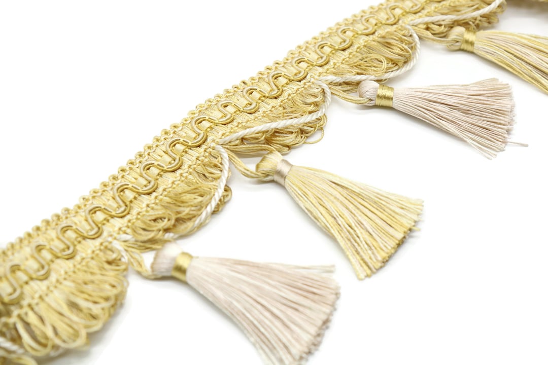 95 Mm Tassel Fringe Trim Gold, 3.74 Inches, Gimp Header, by the Yard ...