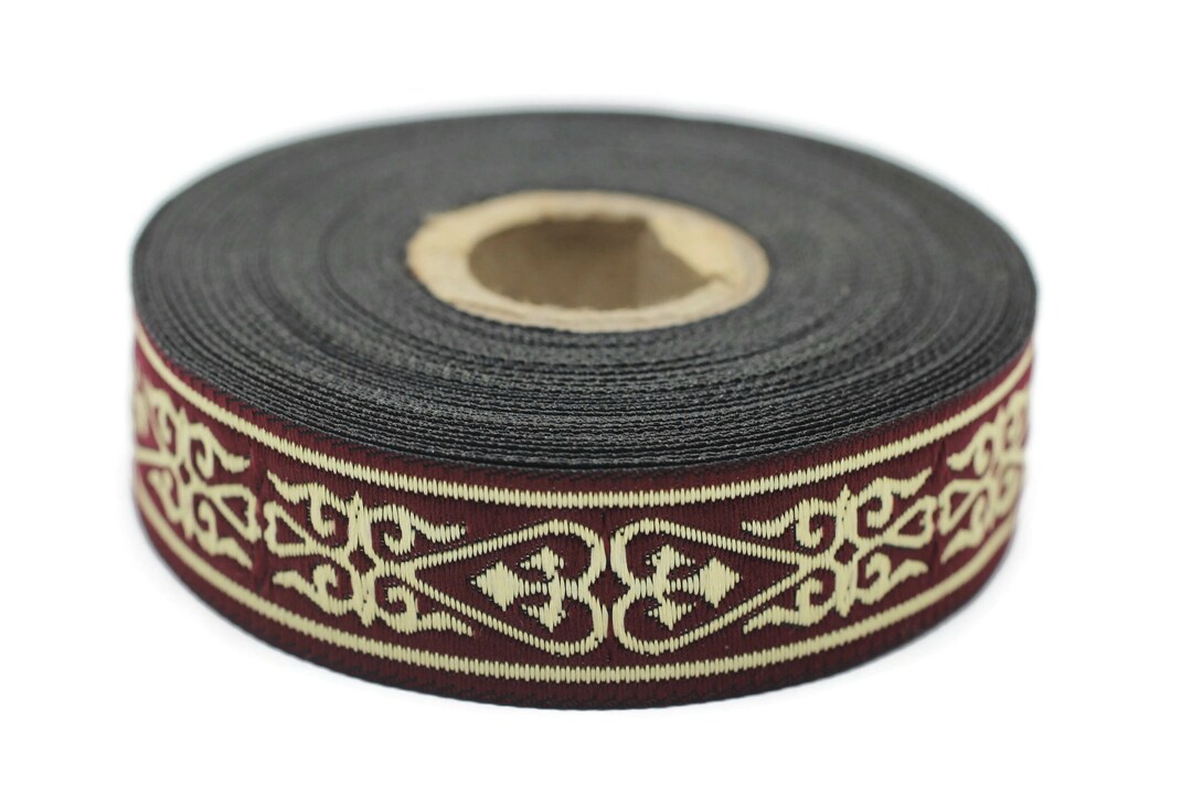 22 Mm Burgundy Celtic Jacquard Ribbon (0.86 Inches), Celtic Tapestry ...