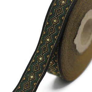 15 Mm Green&gold Triangle Motive Jacquard Ribbons, (0.59 Inches), Craft ...