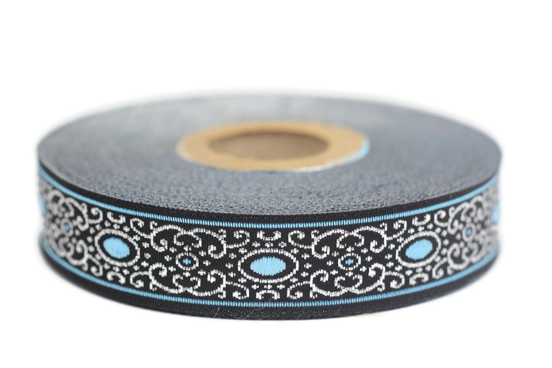 16 Mm Blue Authentic Jacquard Ribbon (0.62 Inches), Woven Ribbon ...