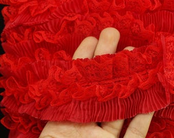 Red Ruffle Fabric - Etsy
