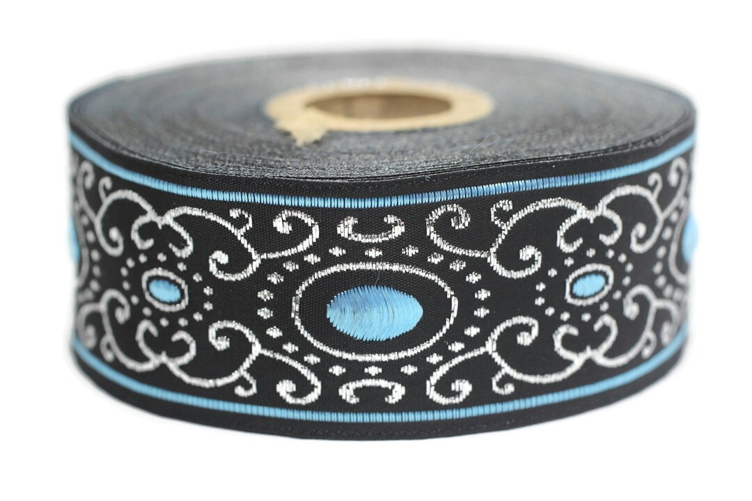 35 Mm Blue Authentic Jacquard Ribbon (1.37 Inches), Woven Ribbon ...
