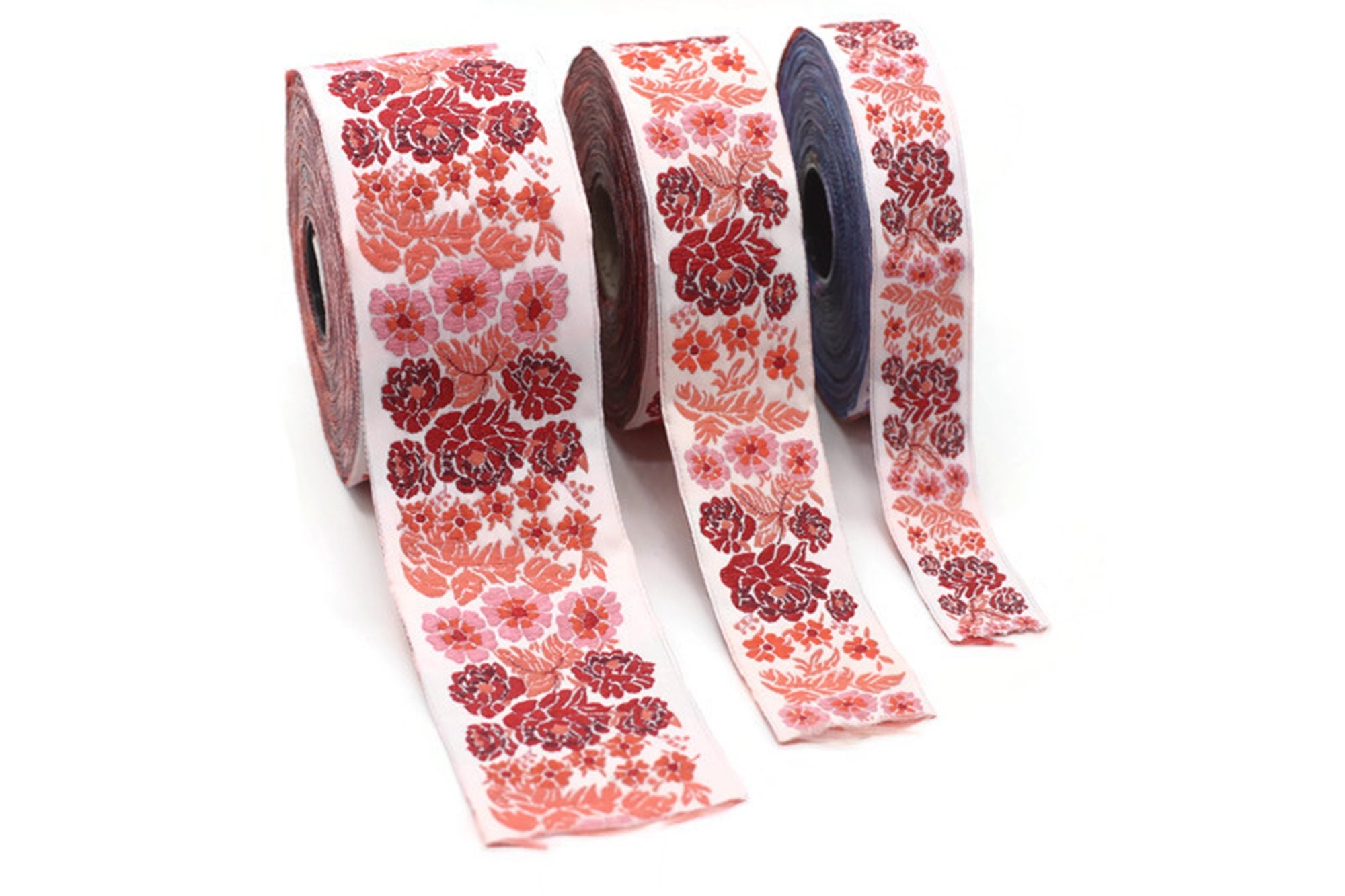 50 Mm Floral Embroidered Ribbon Sewing Trim Jacquard Webbing - Etsy