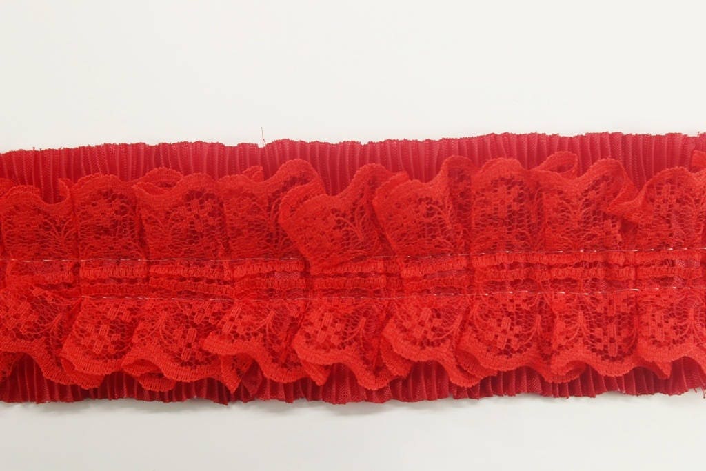 52 mm Red Pleated Ruffle with layer Pleated Ruffle Lace | Etsy
