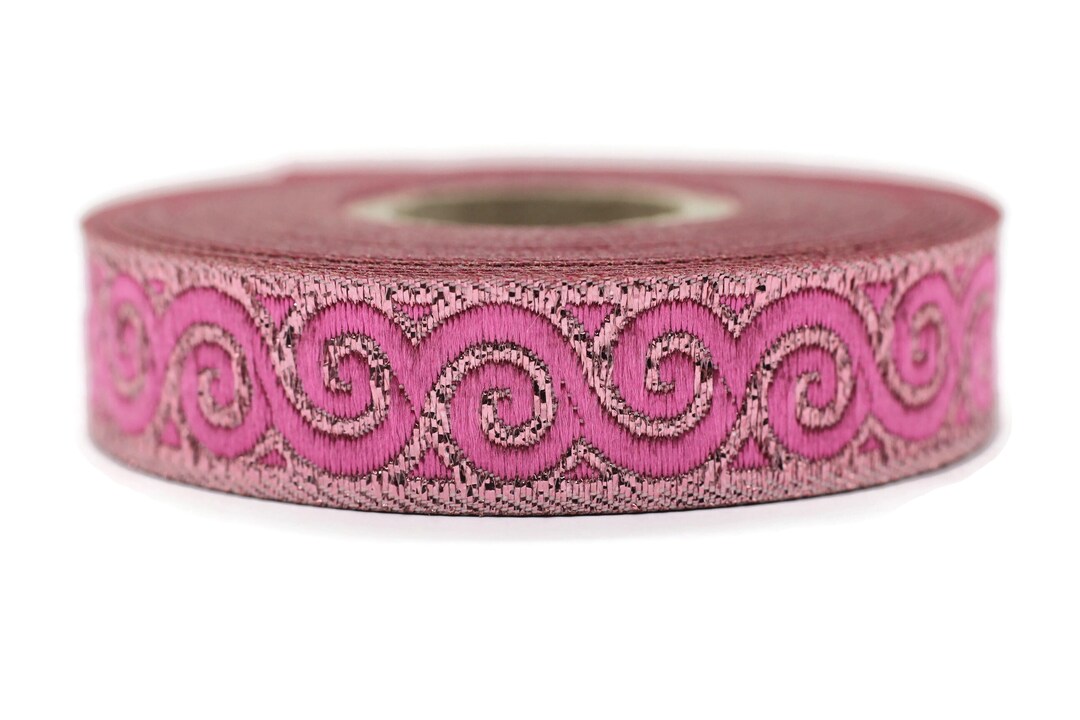 16 Mm Metalic Pink Jacquard Ribbons 0.62 Inch Elegance - Etsy