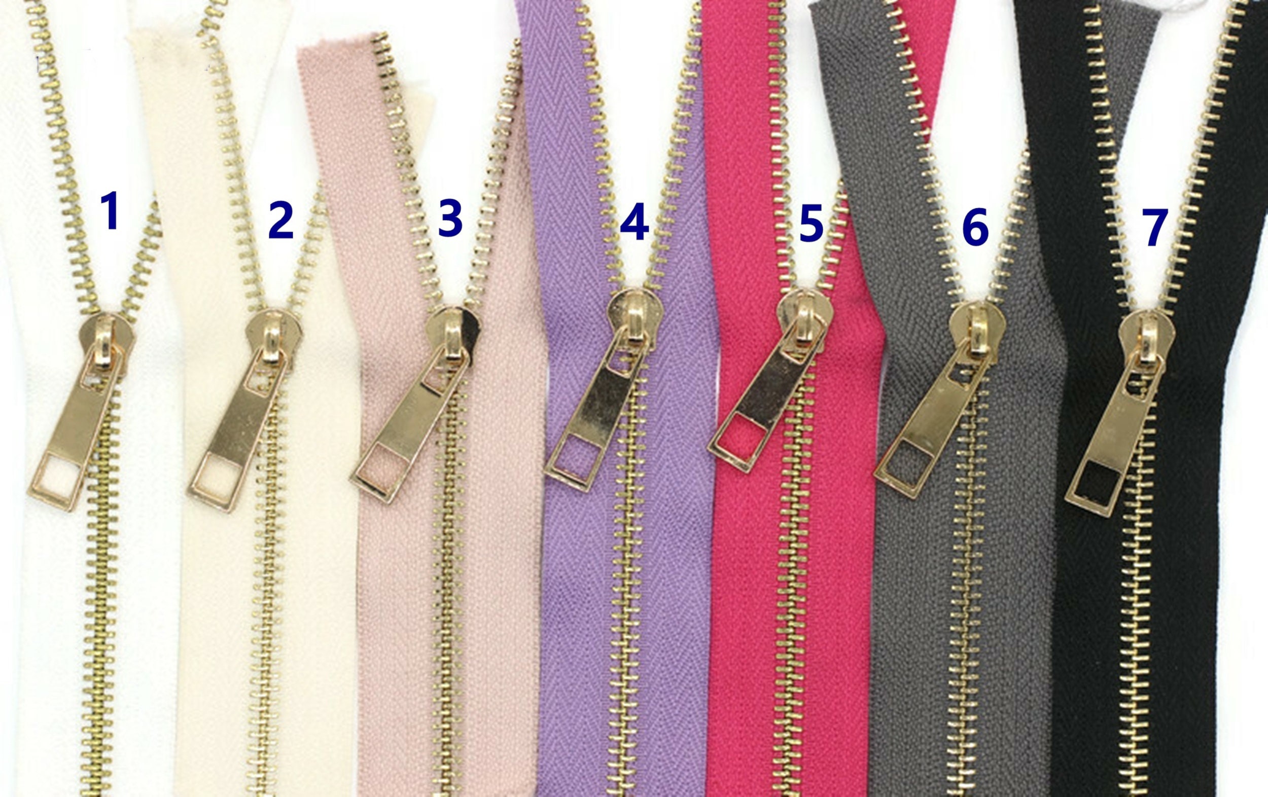 Metal Zippers With Gold Brass Teeth, Tip #5, 18-100cm (7-40inc, Bag ...