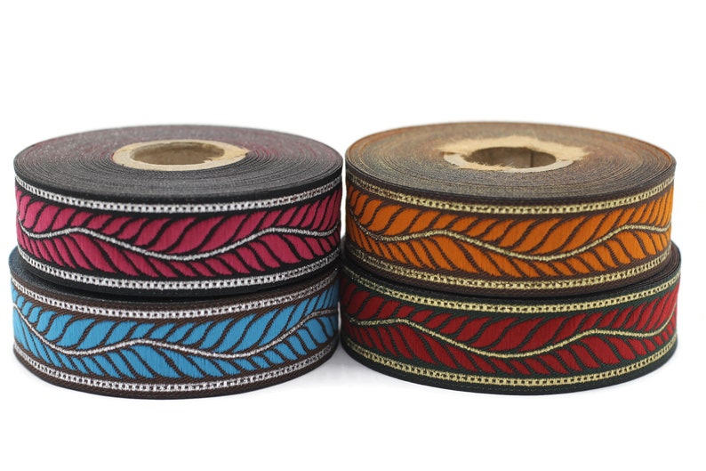 22 Mm Red Feather Ribbon, 0.86 Inches, Jacquard Ribbon, Jacquard Trim ...