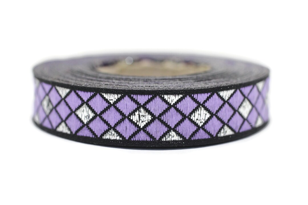 12 Mm Purple Triangle Motive Jacquard Border (0.47 Inches), Jacquard ...
