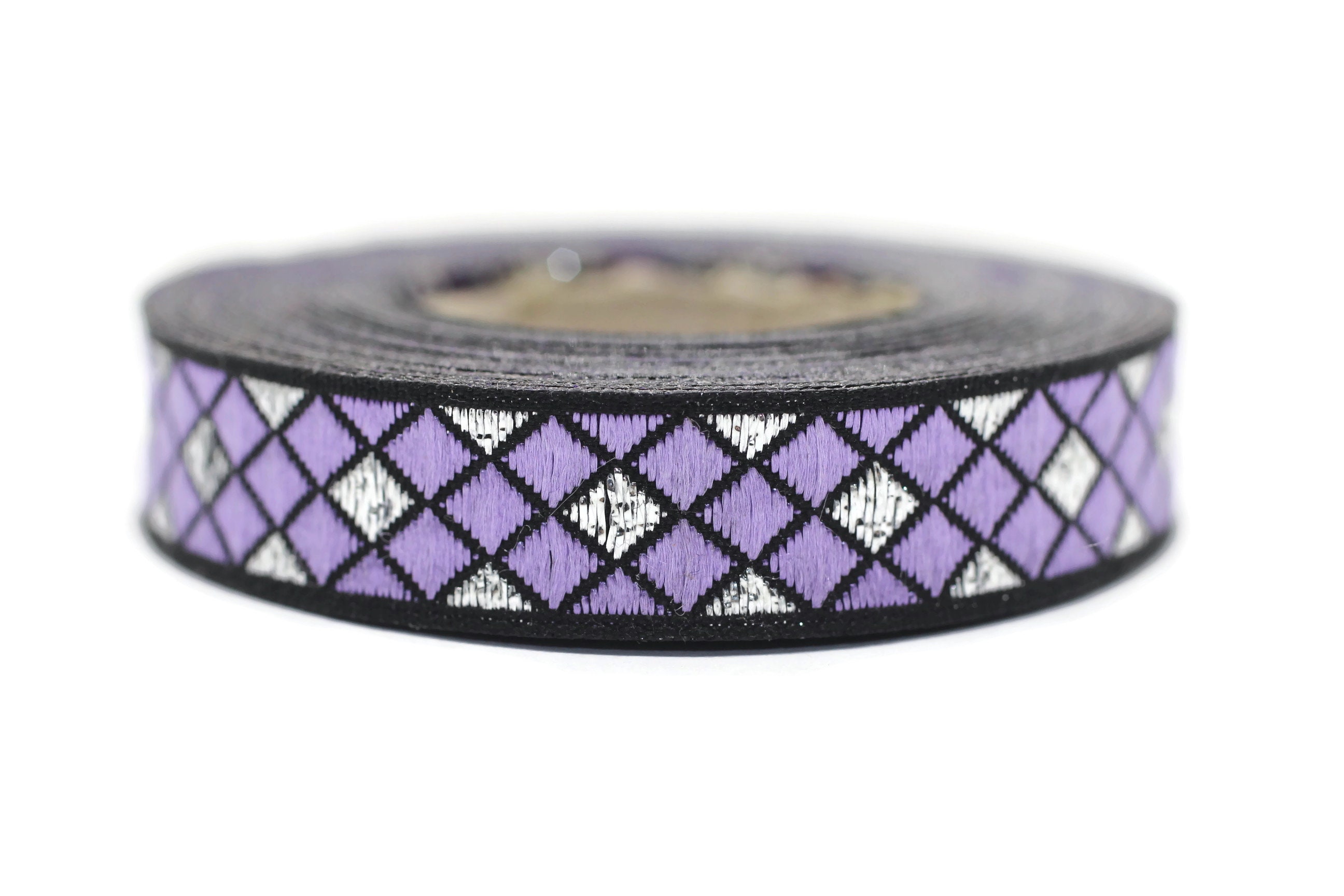 12 Mm Purple Triangle Motive Jacquard Border (0.47 Inches), Jacquard ...