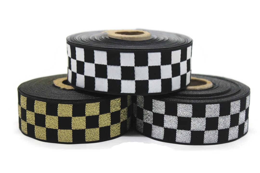 30 Mm Colorfull Checkers Ribbon, Checkerboard Ribbon, Christmas ...