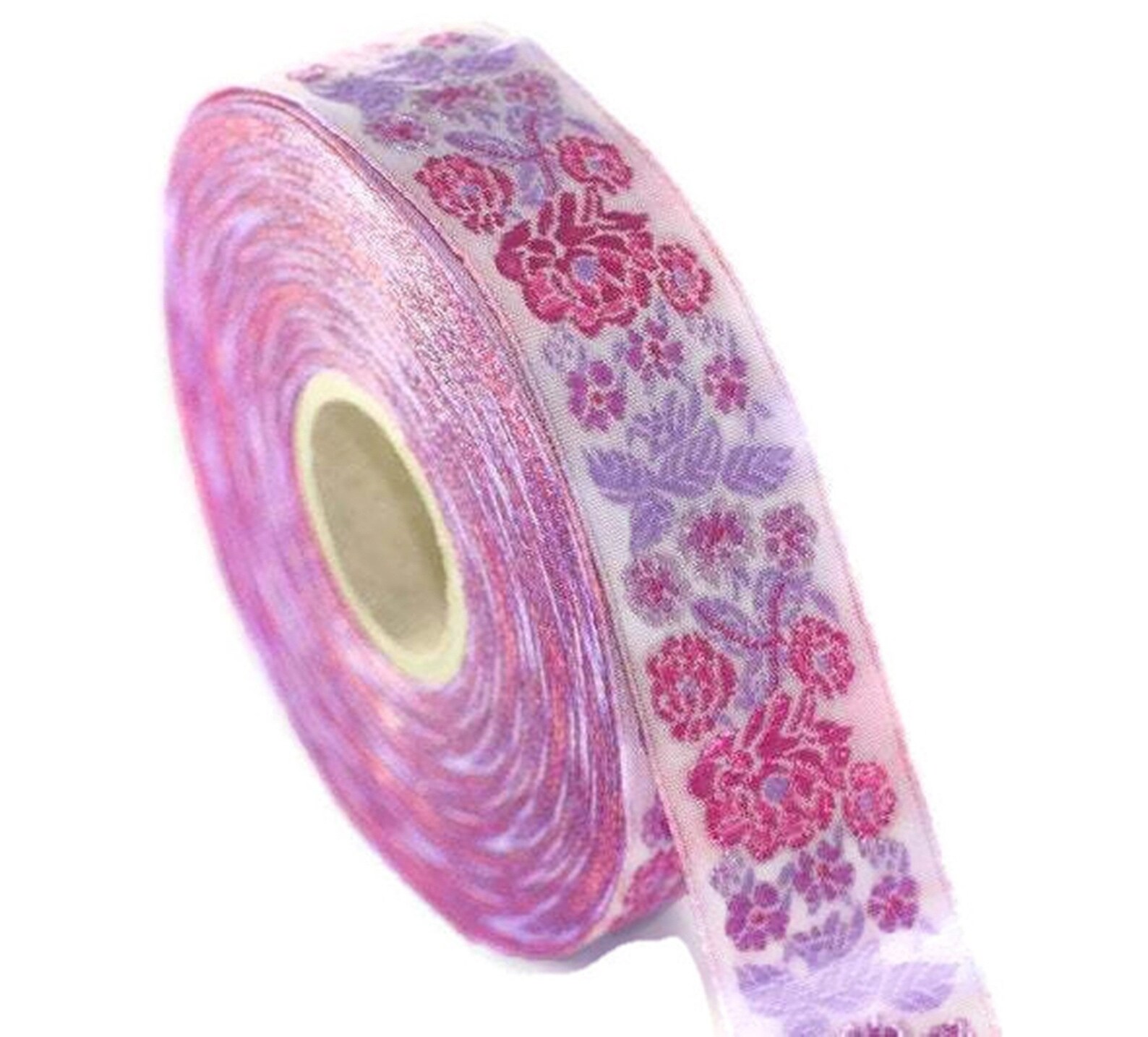 22 mm Pink Floral Embroidered ribbon 0.86 inches Vintage | Etsy