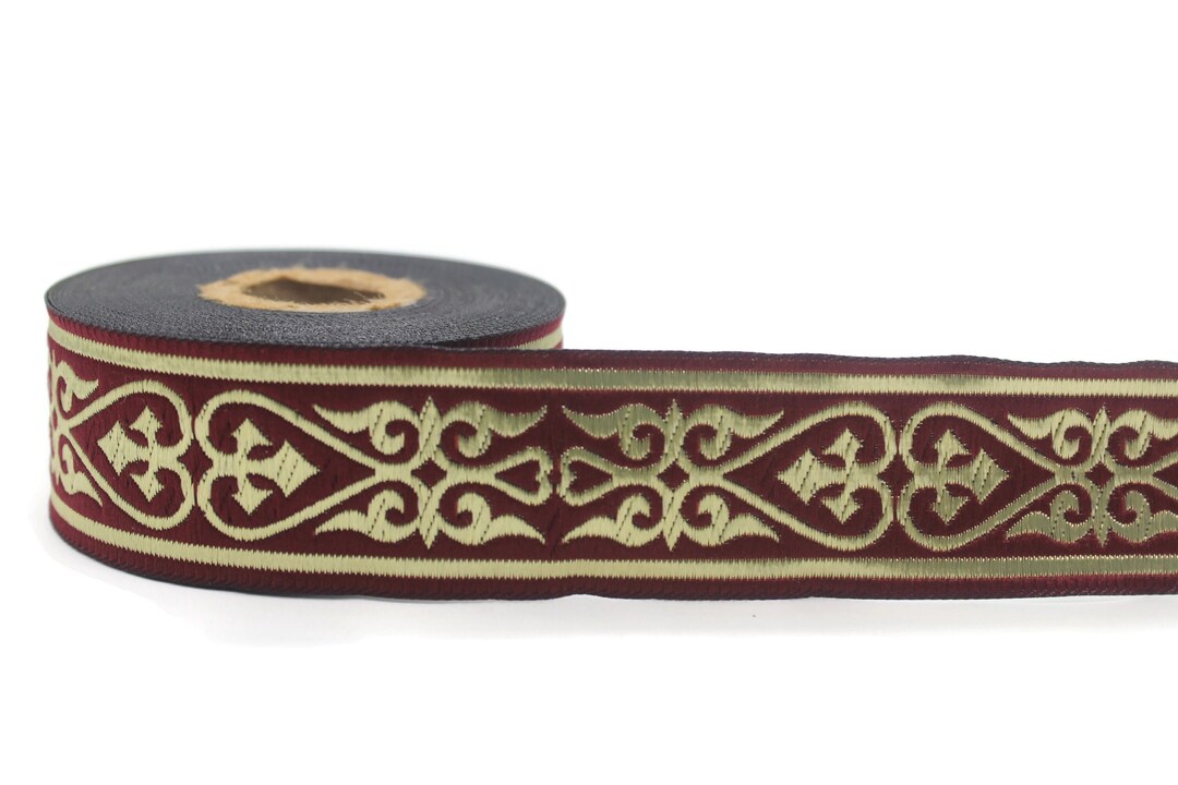 35 Mm Burgundy Celtic Jacquard Ribbon (1.37 Inches), Celtic Tapestry ...
