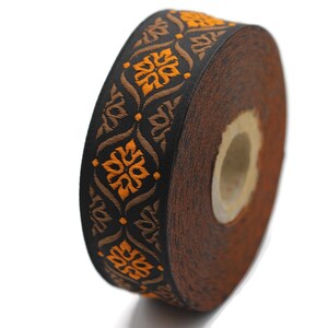 25 Mm Brown/orange Mediterranean Ribbon 0.98 Inch, Jacquard Ribbons ...