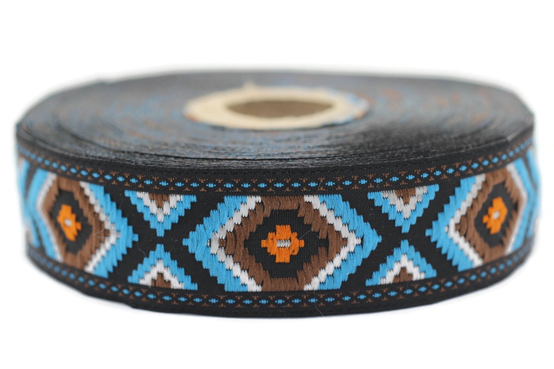 25 Mm Sky Blue Jacquard Trim (0.98 Inches), Vintage Ribbon, Decorative ...