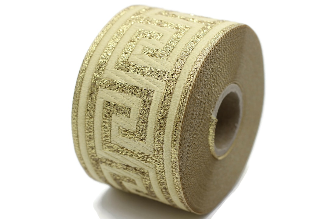 50 Mm Golden Greek Key Ribbon, Jacquard Trims (1.96 Inches), Vintage ...