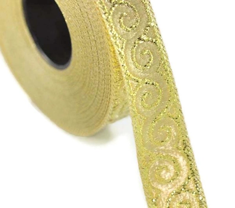 16 Mm Gold Jacquard Ribbons 0.62 Inches Snail Style Jacquard | Etsy