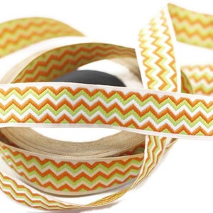 15 Mm Green&orange Jacquard Ribbon, 0.59inch, Striped Ribbon, Sewing ...
