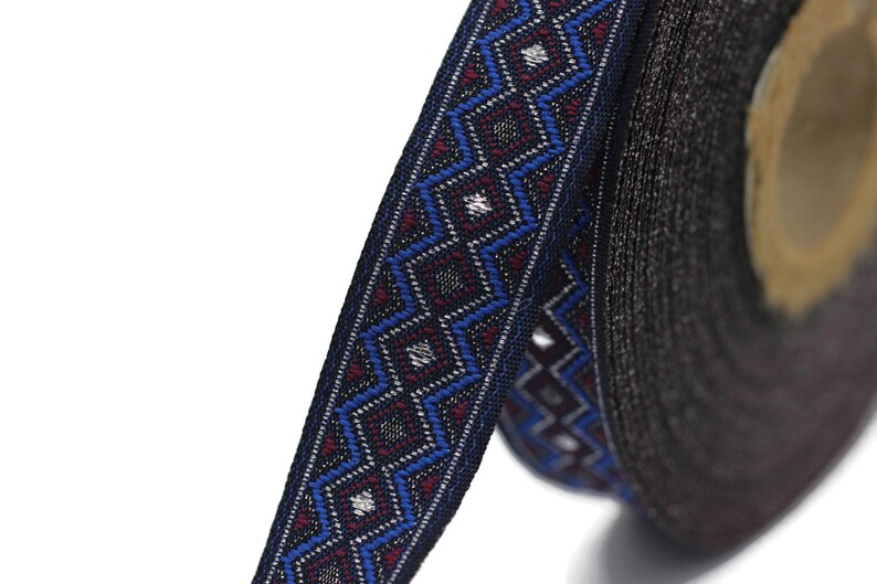 15 Mm Blue&purple Triangle Motive Jacquard Ribbon, (0.59 Inches ...