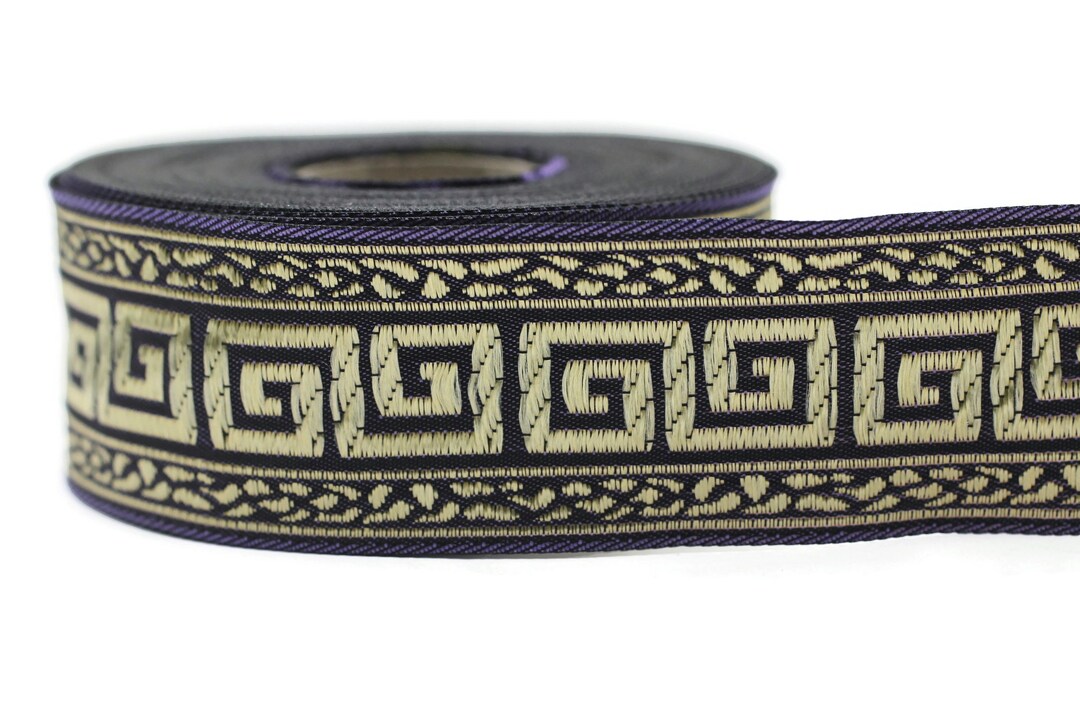 35 Mm Lilac/gold Greek Key Ribbons (1.37 Inches), Ribbon Trims ...