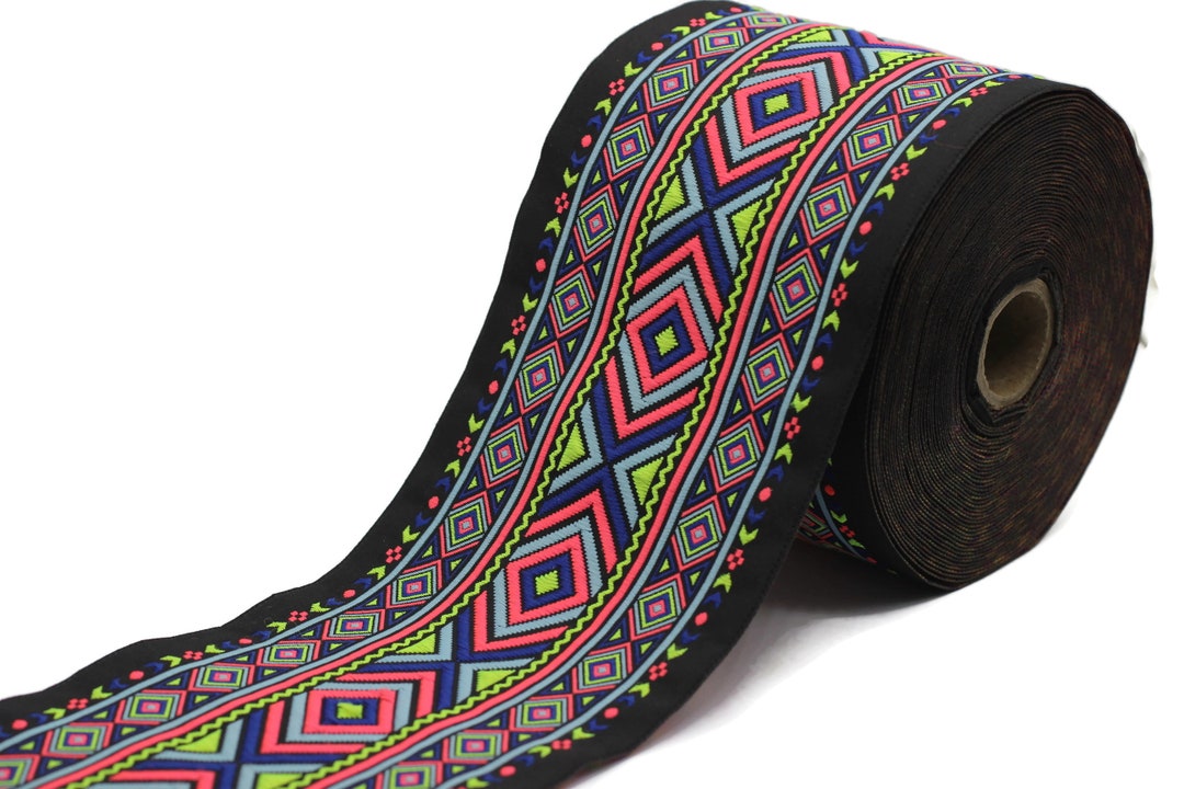 100 Mm Neon Green& Orange African Motif Ribbon (3.93 Inches), Vintage ...