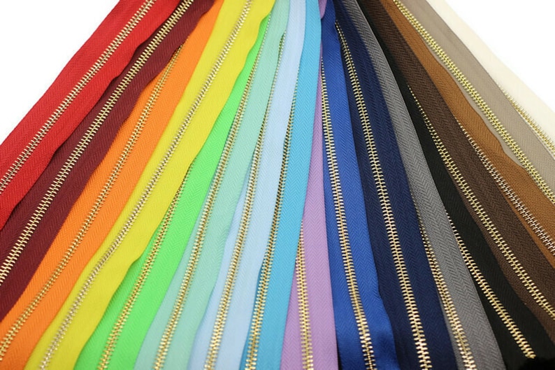 Metal Zippers With Gold Brass Teeth, Tip #5, 18-100cm (7-40inc, Bag ...