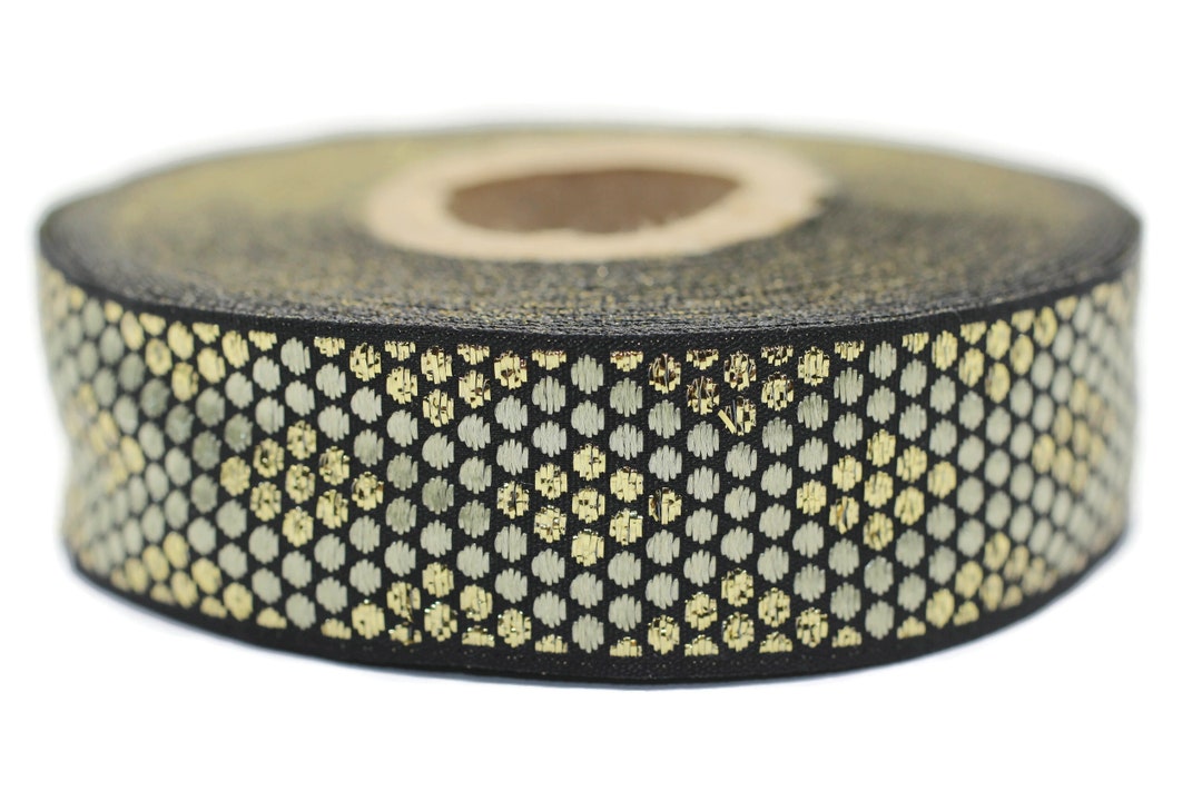 22 Mm Golden Metallic Ribbon, 0.86 Inches, Chevron Trim, Jacquard ...