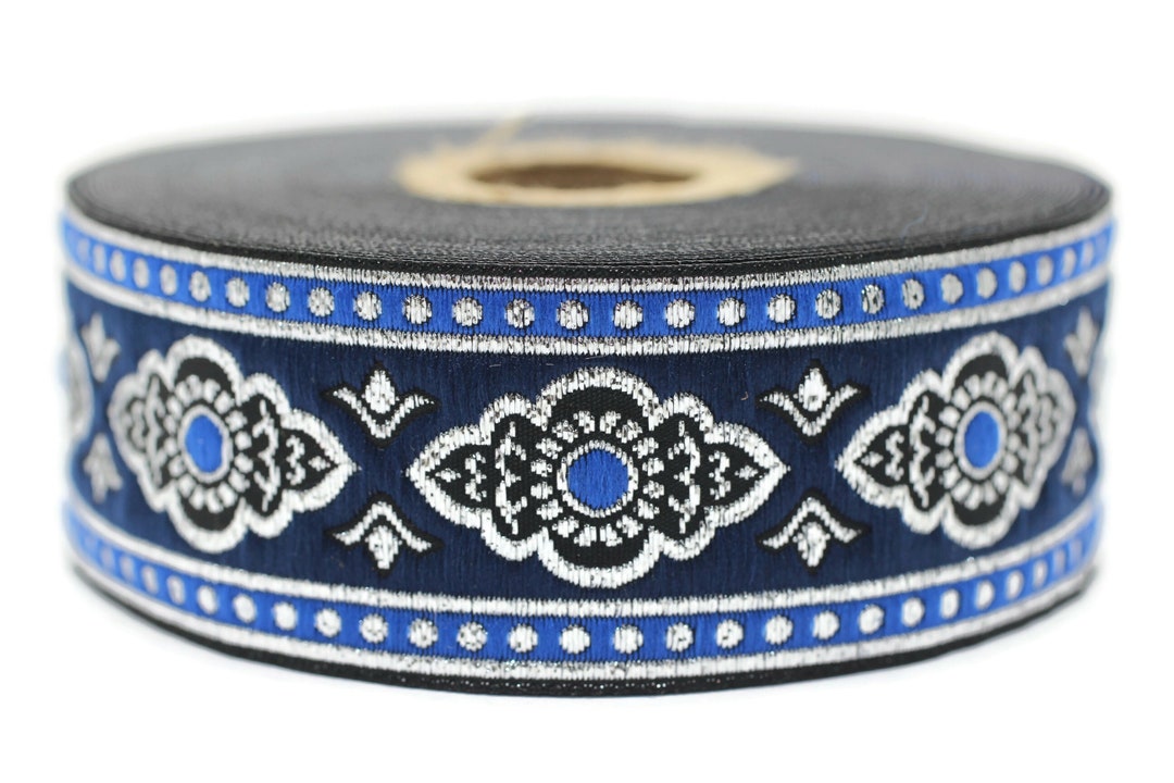 35 Mm Blue Renaissance Motive Ribbon (1.37 Inches), European Ribbon ...