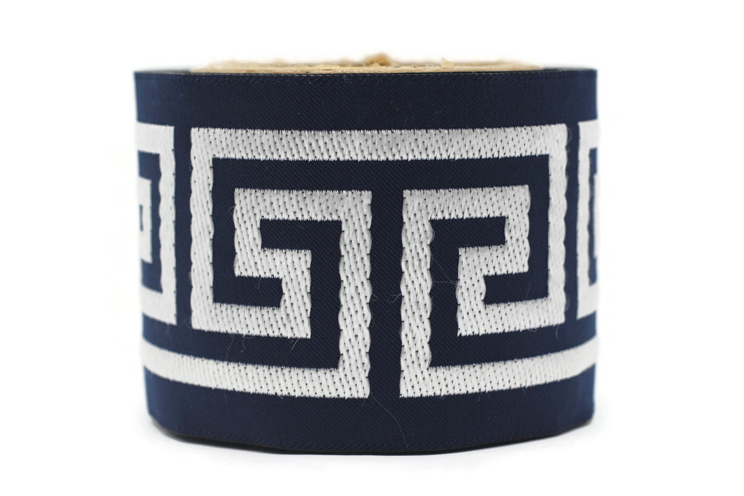 68 Mm Dark Blue Greek Key Ribbon Trim 2.67 Inch Jacquard - Etsy