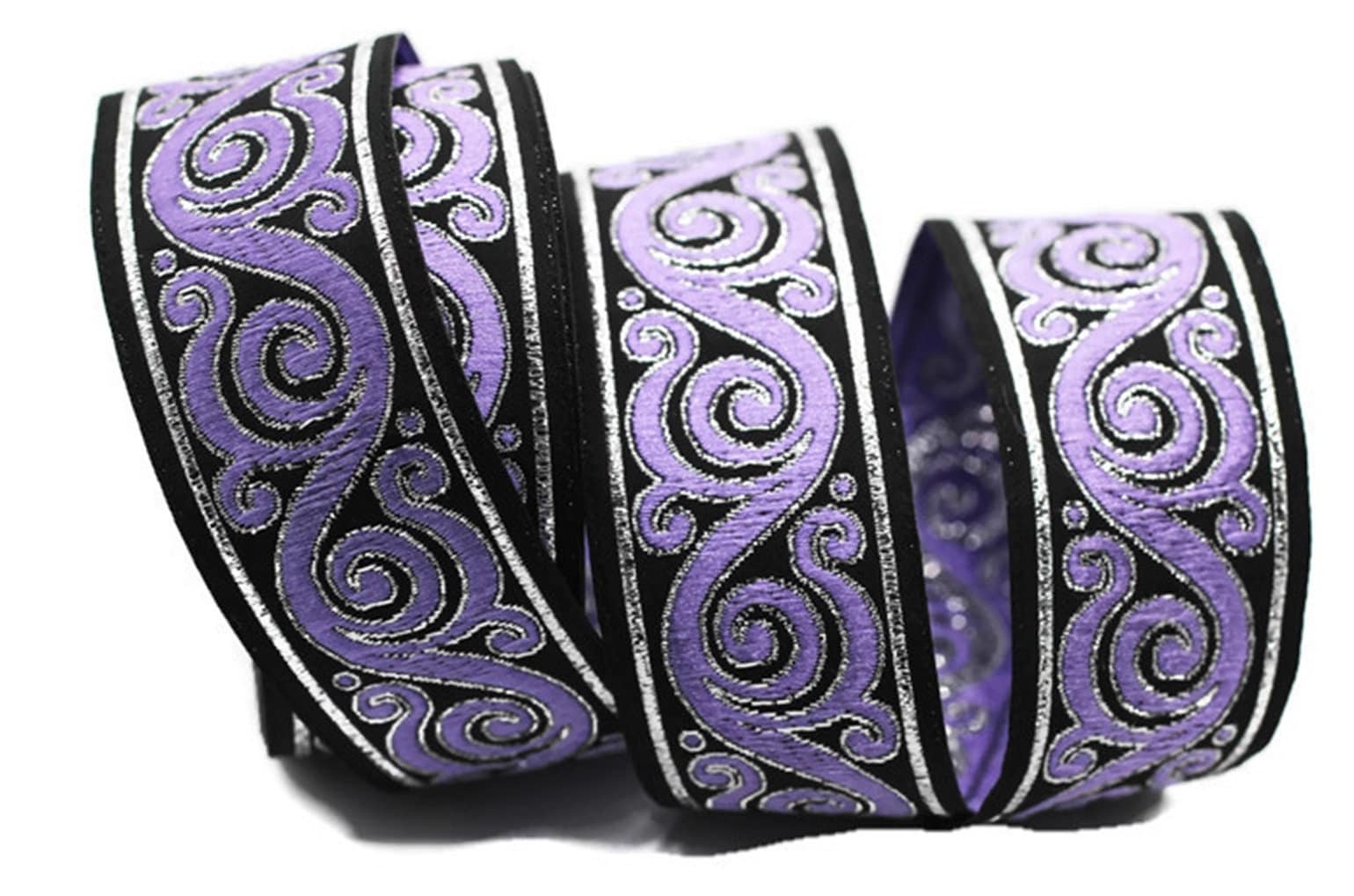 35 Mm Lilac Scroll Jacquard Trim 1.37 Inches Native - Etsy