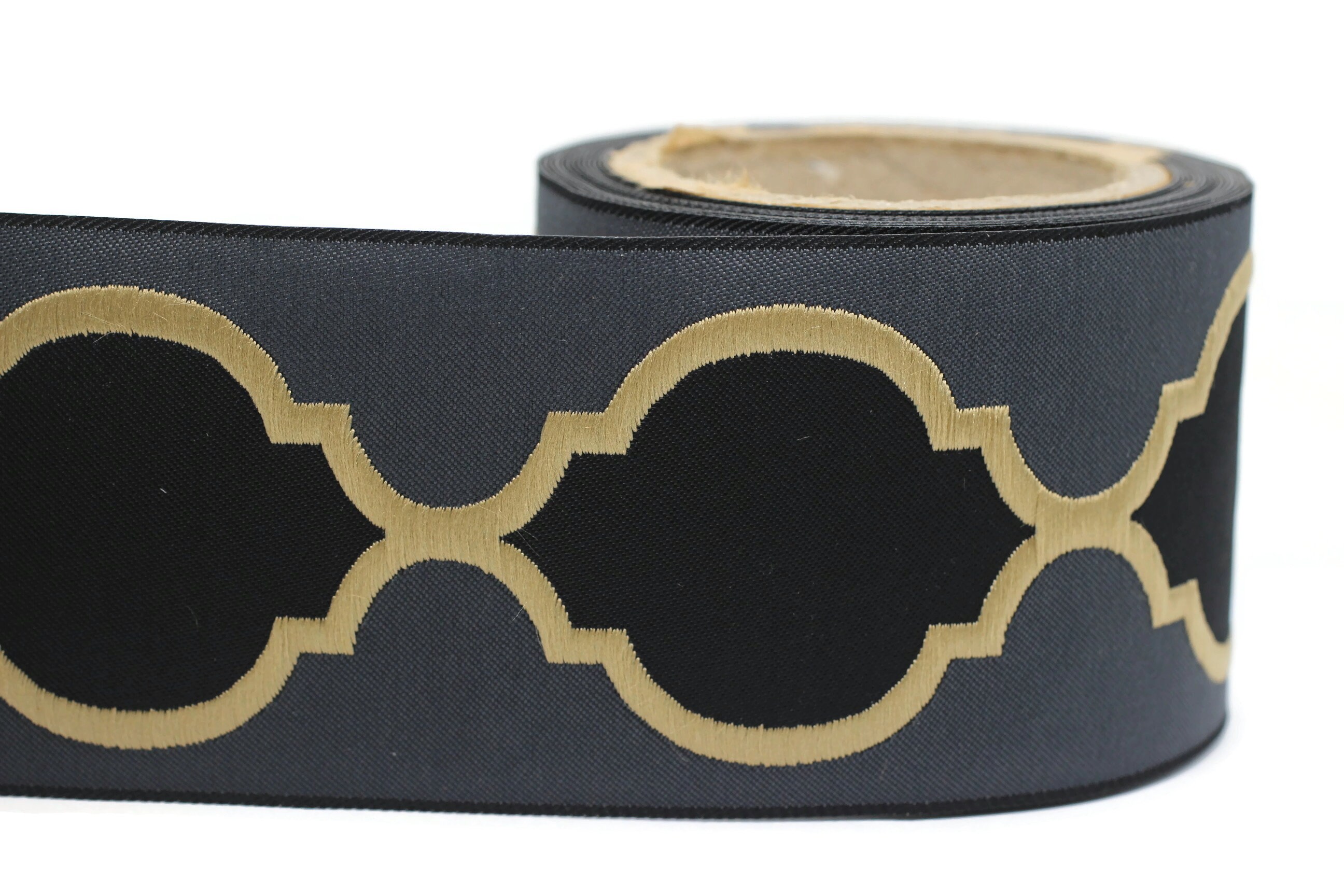 68 Mm Gold Black Jacquard Ribbons 2.67 Inch Banding for - Etsy