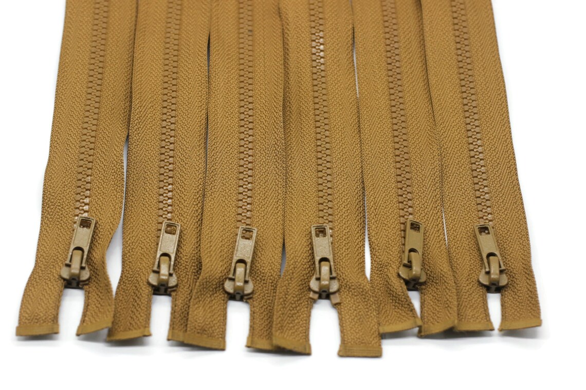 6 Pcs Brown Separating Zipper, 30 Cm (12 Inches) Zipper, Plastic Chunky ...