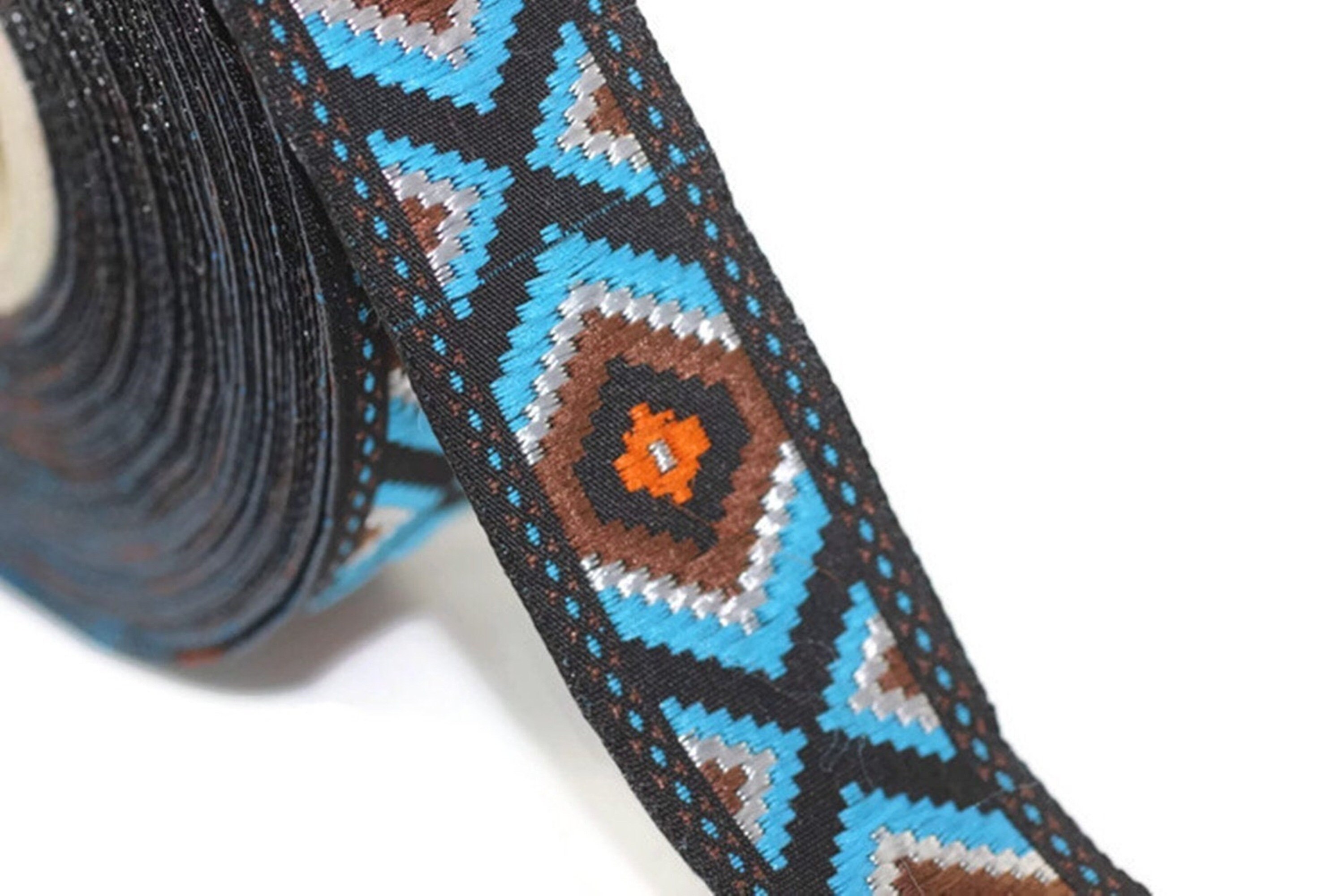 25 Mm Sky Blue Jacquard Trim 0.98 Inches Vintage Ribbon | Etsy