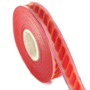 14 Mm Red Spiral Jacquard Trim (0.55 Inches), Decorative Craft Ribbon ...