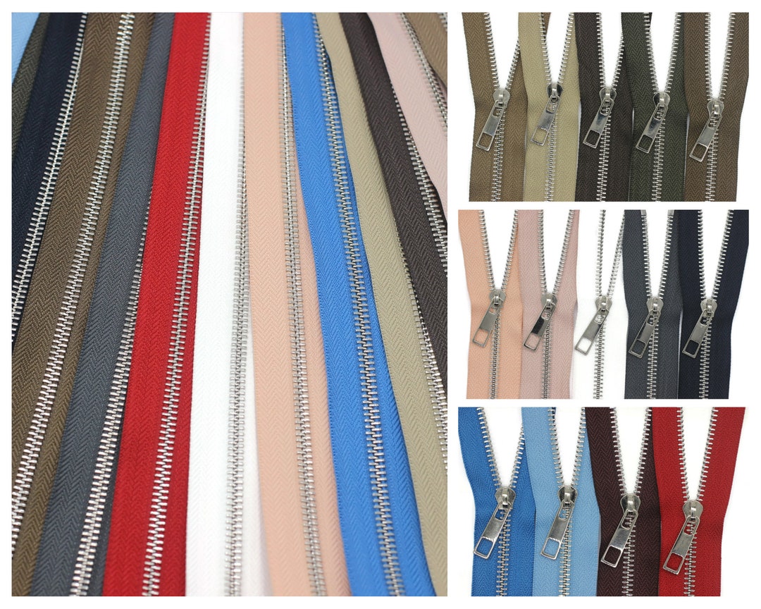 Metal Zippers With Silver Brass Teeth, Tip #5, 18-100cm 7-40inc, Bag ...