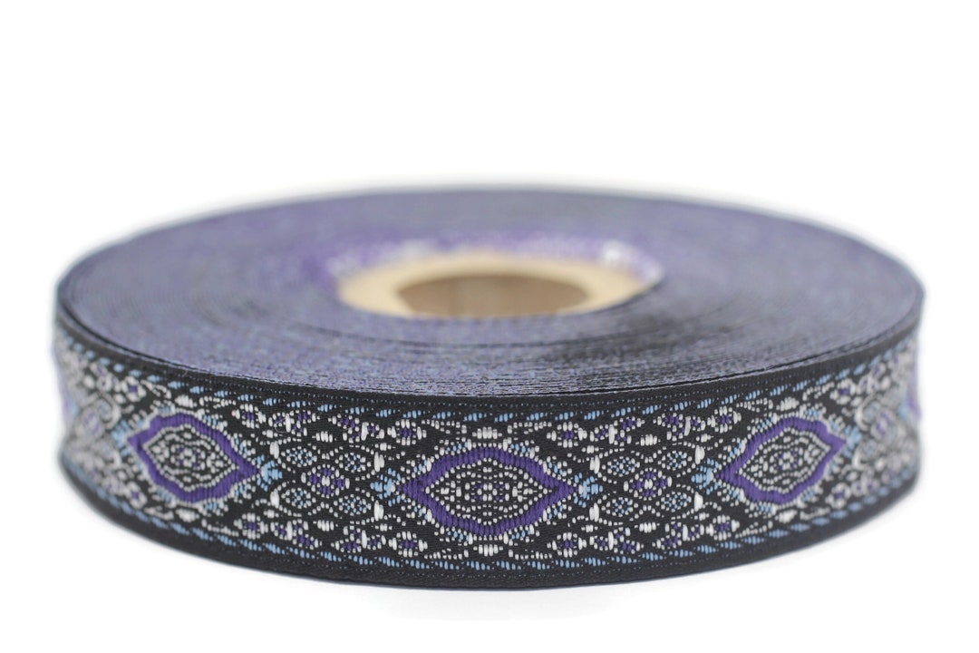 18 Mm Purple Medieval Motive Woven Border (0.70 Inches), Jacquard ...