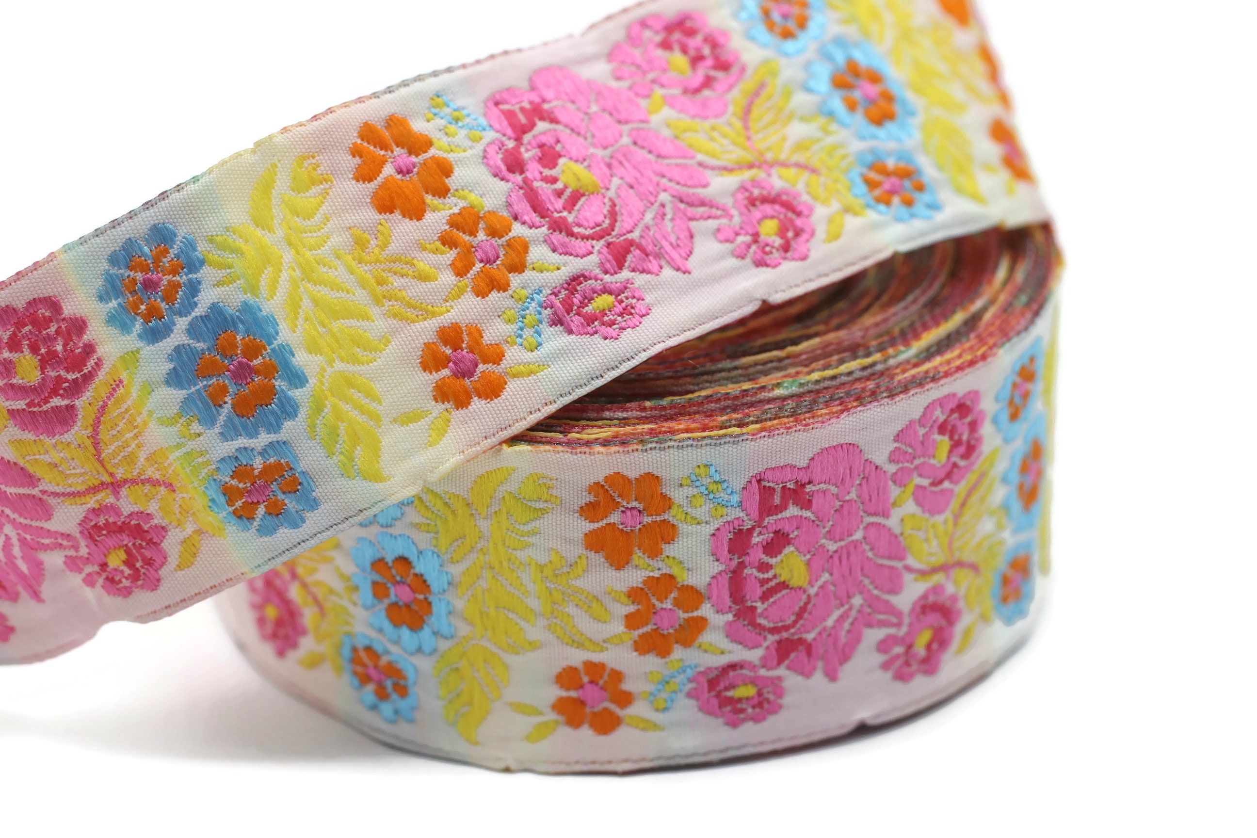 35 Mm Colorful Floral Embroidered Ribbon 1.37 Inches - Etsy