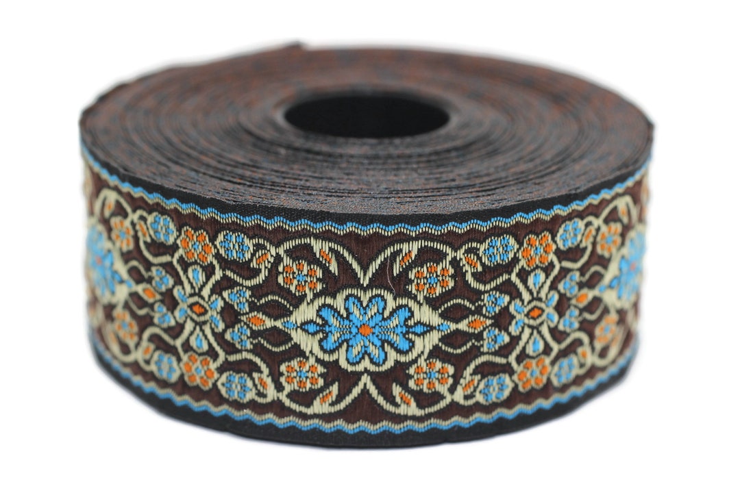 35 Mm Blue&brown Jacquard Ribbon (1.37 Inches), Jacquard Trim, Otantic ...