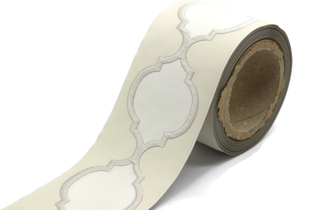 Beige - White 68 Mm Jacquard Ribbons (2.67 Inch), Banding for Your ...
