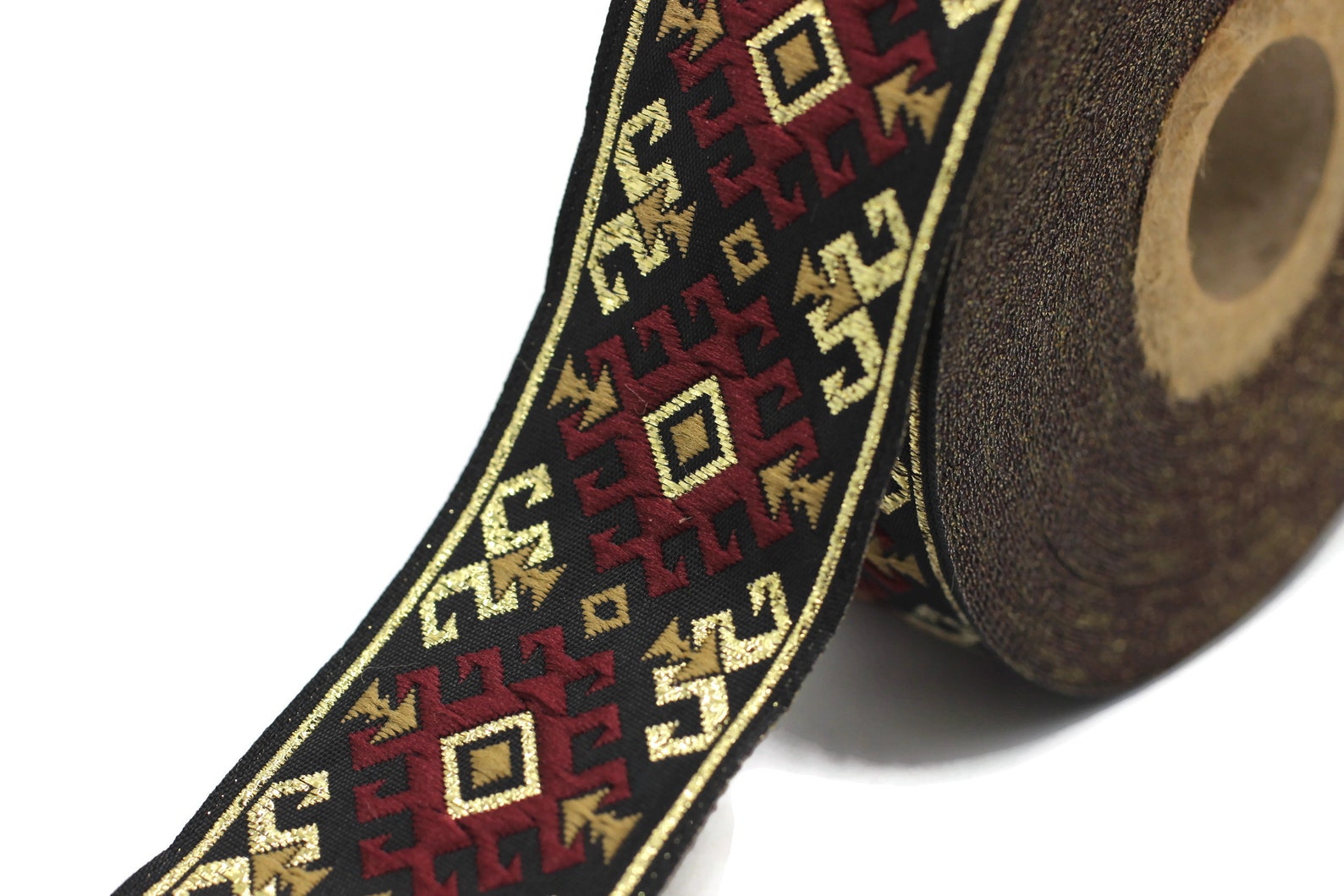 35 Mm Snowy Metallic Red/gold Jacquard Ribbons 1.37 Inches - Etsy