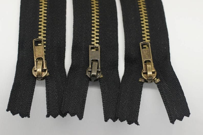 20 Pcs Black Metal Zippers With Gold Brass Teeth 4 Inches - Etsy