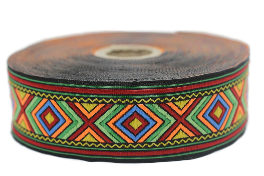 35 Mm Colorful African Motif Ribbon (1.37 Inches), Vintage Jacquard ...