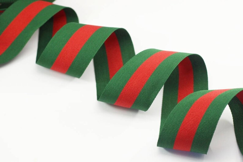 40 mm Green Red Striped Ribbon Trim Grosgrain Ribbon Ribbon | Etsy