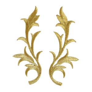 Gold Flower Patch 5.11x1.57 Inches Iron on Patch Embroidery, Celtic ...