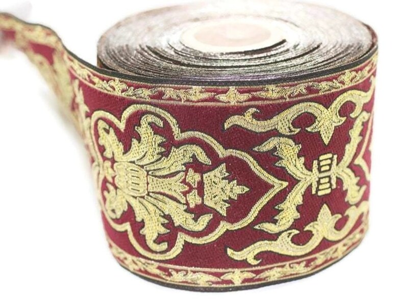 70 Mm Red Chinese Jacquard Trim 2.75 Inches Vintage Ribbon - Etsy